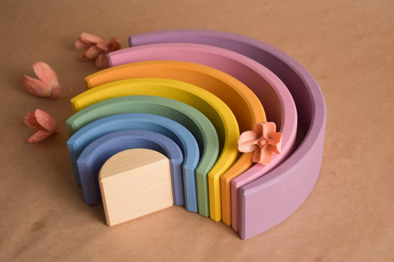 Montessori Rainbow Stacker Toy Pastel, Wooden Baby Girl Toys 2 Years O ...